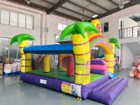 China Commercial Tropical Inflatable Bouncer Castle with Slide for Kids Party Rental 4m x 3m for sale
