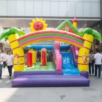 China Commercial Tropical Inflatable Bouncer Castle with Slide for Kids Party Rental 4m x 3m for sale