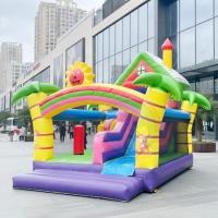 China Commercial Tropical Inflatable Bouncer Castle with Slide for Kids Party Rental 4m x 3m for sale