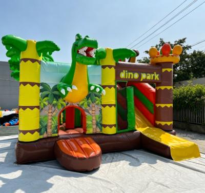 China Commercial Inflatable Dino Bounce House Combo with Slide and Splash Pool for Kids 10x10ft for sale