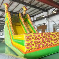 China Custom Giraffe Inflatable Slide 4m High Animal Theme Playground with Climbing Lane Safety Netting for Commercial Rental Events for sale