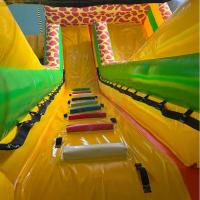 China Custom Giraffe Inflatable Slide 4m High Animal Theme Playground with Climbing Lane Safety Netting for Commercial Rental Events for sale