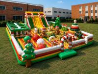 China Custom Christmas Theme Inflatable Playground with Slide Obstacle Games and Holiday Decorations for Kids Party Rental Mall Events and School Carnivals for sale
