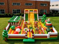 China Custom Christmas Theme Inflatable Playground with Slide Obstacle Games and Holiday Decorations for Kids Party Rental Mall Events and School Carnivals for sale