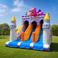 China Custom Dragon Castle Inflatable Slide with Dual Lanes Climbing Wall and Tower Design for Kids Party Rental School Carnival and Outdoor Event Projects for sale