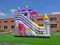 China Custom Dragon Castle Inflatable Slide with Dual Lanes Climbing Wall and Tower Design for Kids Party Rental School Carnival and Outdoor Event Projects for sale