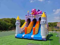 China Custom Dragon Castle Inflatable Slide with Dual Lanes Climbing Wall and Tower Design for Kids Party Rental School Carnival and Outdoor Event Projects for sale