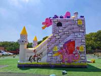 China Custom Dragon Castle Inflatable Slide with Dual Lanes Climbing Wall and Tower Design for Kids Party Rental School Carnival and Outdoor Event Projects for sale
