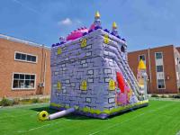 China Custom Dragon Castle Inflatable Slide with Dual Lanes Climbing Wall and Tower Design for Kids Party Rental School Carnival and Outdoor Event Projects for sale