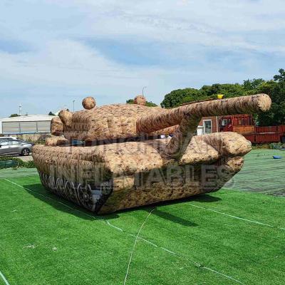 China Custom Inflatable Tank Replica with Camouflage Printing Long Barrel and Tracked Vehicle Shape for Training Display Outdoor Drill Exhibition and Scenario Layout Projects for sale