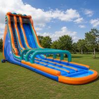 China Custom Large Inflatable Water Slide with Tall Slide Platform Long Splash Lane and Pool for Parks Camps Schools and Summer Rental Events for sale