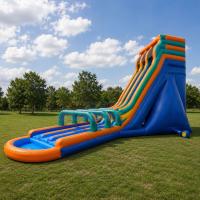 China Custom Large Inflatable Water Slide with Tall Slide Platform Long Splash Lane and Pool for Parks Camps Schools and Summer Rental Events for sale