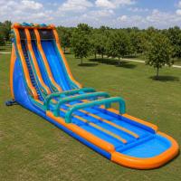 China Custom Large Inflatable Water Slide with Tall Slide Platform Long Splash Lane and Pool for Parks Camps Schools and Summer Rental Events for sale