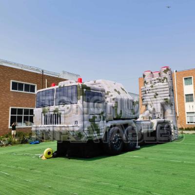 China Custom Inflatable Launcher Vehicle Decoy with Vertical Canister Structures and Camouflage Truck Body for Training Displays and Outdoor Simulation Projects for sale