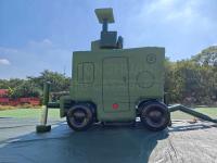 China Custom Inflatable Radar Trailer Replica with Raised Antenna Mast Box Body Wheels and Tow Bar for Training Display Exhibition and Outdoor Simulation Projects for sale