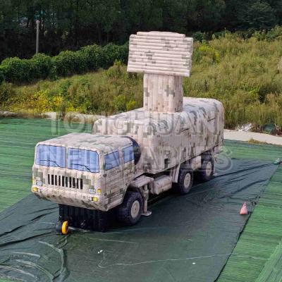 China Custom Inflatable Radar Vehicle Decoy with Raised Rectangular Antenna Panel Detailed Truck Body and Camouflage Printing for Training Display Projects for sale