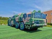 China Custom Inflatable Launcher Vehicle Replica with Long Canister Body Multi Axle Chassis and Camouflage Printing for Training Displays and Outdoor Projects for sale