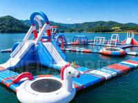 China Custom Modular Inflatable Water Park with Floating Walkways Slides Trampolines and Balance Obstacles for Lakes Resorts Beaches and Commercial Recreation Projects for sale