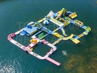 China Custom Modular Inflatable Water Park with Colorful Slides Climbing Walls Balance Bridges and Floating Activity Zones for Lakes Resorts Camps and Commercial Projects for sale