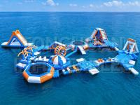 China Large Inflatable Ocean Adventure Park with Modular Slides Trampolines Climbing Elements and Activity Zones for Beaches Hotels and Water Recreation Businesses for sale