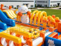 China Custom Inflatable Amusement Park with Cat Theme Slide Ball Pit Challenge Course and Modular Play Zones for Commercial Projects for sale