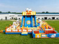 China Custom Inflatable Amusement Park with Cat Theme Slide Ball Pit Challenge Course and Modular Play Zones for Commercial Projects for sale