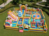 China Large Inflatable Candyland Fun Park with Double Slides Interactive Games and Colorful Decorations for Rental Projects for sale