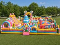 China Large Inflatable Candyland Fun Park with Double Slides Interactive Games and Colorful Decorations for Rental Projects for sale