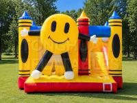 China Custom Inflatable Bounce House with Slide and Smiley Theme for Children Events Parks and Commercial Projects for sale