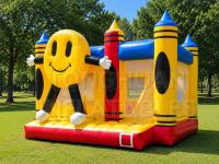 China Custom Inflatable Bounce House with Slide and Smiley Theme for Children Events Parks and Commercial Projects for sale