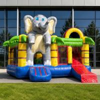 China Elephant Theme Inflatable Bouncer Combo with Slide and Jungle Style for Kids Parties Schools and Rentals for sale