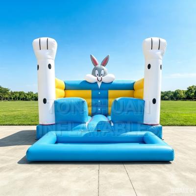 China Rabbit Theme Inflatable Bouncer with Cartoon Bunny Head and Bright Colors for Kids Parties Schools and Rentals for sale