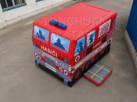 China Custom Fire Truck Bounce House with Ladder Graphics and Bounce Area for Schools Festivals Brand Events and Playgrounds for sale