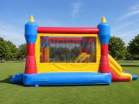 China Custom Inflatable Bounce House with Side Slide and Castle Towers for Children Parks and Party Rental Business for sale