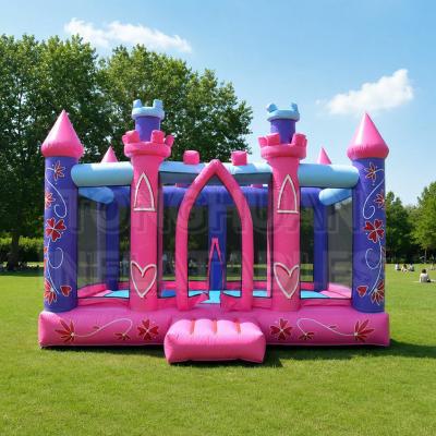 China Princess Castle Inflatable Bouncer with Pink Purple Towers for Kids Parties Schools and Rental Events for sale