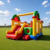 China Colorful Inflatable Bouncer Combo with Slide and Obstacle Play Area for Kids Parties and Rental Events for sale