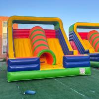 China Commercial Inflatable Slide Obstacle Course with Climbing Lane Crawl Tunnel and Bright Colors for Children Event Rentals for sale