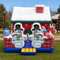 China Christmas House Inflatable Bouncer with Snowman Artwork for Kids Holiday Parties Schools Parks and Rental Events for sale