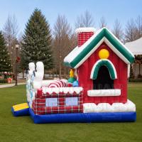 China Christmas House Inflatable Bouncer with Snowman Artwork for Kids Holiday Parties Schools Parks and Rental Events for sale