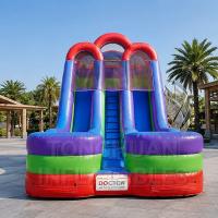China Colorful Dual Lane Inflatable Dry Slide with Mesh Safety Net for Kids Parks Schools and Rental Events for sale