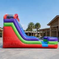 China Colorful Dual Lane Inflatable Dry Slide with Mesh Safety Net for Kids Parks Schools and Rental Events for sale