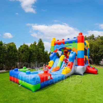 China Building Block Theme Inflatable Water Slide Combo for Kids Summer Parties Parks and Commercial Rental Events for sale