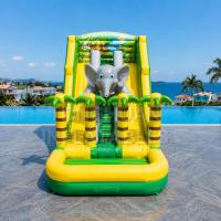 China Elephant Theme Inflatable Water Slide with Dual Lanes and Splash Pool for Resorts Parks and Rental Events for sale