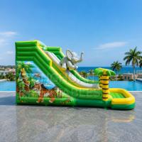 China Elephant Theme Inflatable Water Slide with Dual Lanes and Splash Pool for Resorts Parks and Rental Events for sale