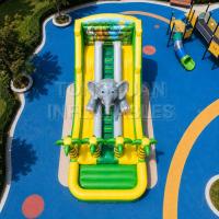 China Elephant Theme Inflatable Water Slide with Dual Lanes and Splash Pool for Resorts Parks and Rental Events for sale