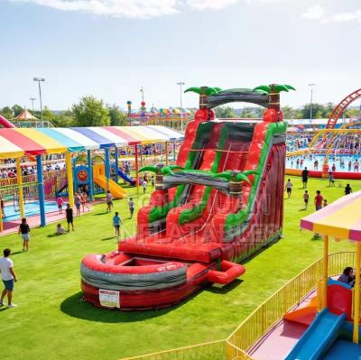China Custom Tropical Palm Tree Inflatable Water Slide for Commercial Water Parks and Resorts for sale