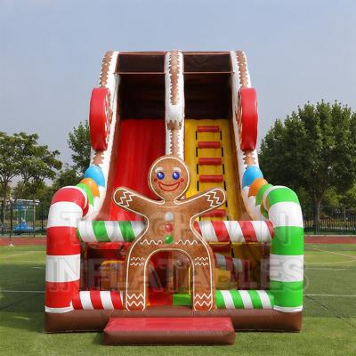 China Custom Gingerbread Christmas Inflatable Slide for Commercial Holiday Entertainment for sale