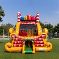 China Large Christmas Theme Inflatable Slide with Sleigh Design and Holiday Decorations for sale
