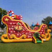 China Large Christmas Theme Inflatable Slide with Sleigh Design and Holiday Decorations for sale