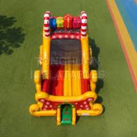 China Large Christmas Theme Inflatable Slide with Sleigh Design and Holiday Decorations for sale